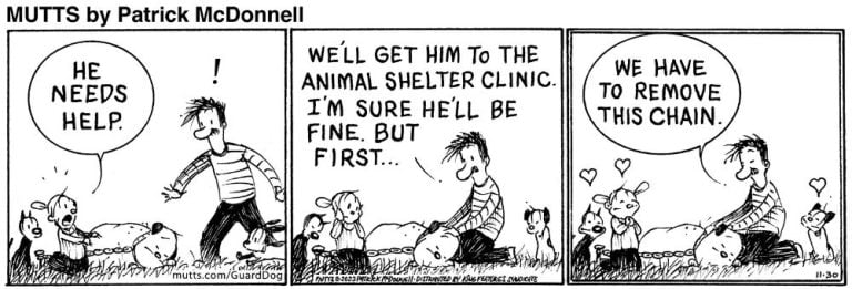 Comic Strip Dog Finally Freed From Chain